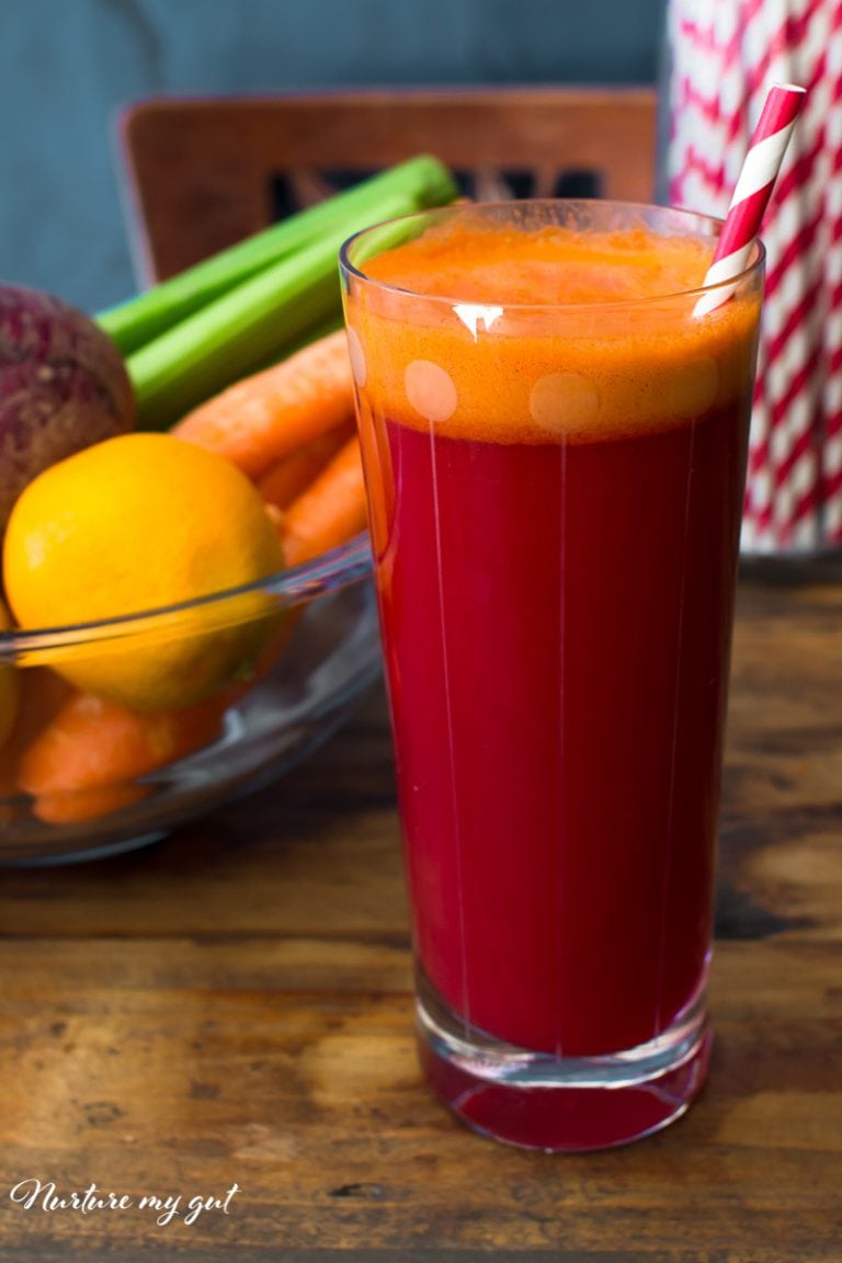 Easy Red Rocket Juice Recipe { Beet, Carrot, Celery & Orange}